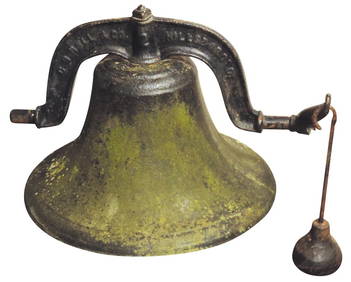Church Or School Bell, Cast Iron Bell & Yoke Embossed