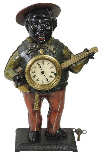 Black Americana Sambo Blinking Clock, polychrome cast iron w/eyes ...