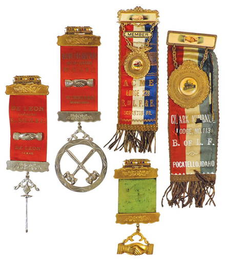 Railroad Ribbon Badges (5), Brotherhood of Locomotive Engineers ...