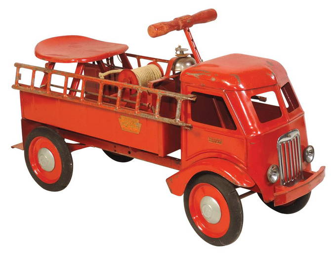 Toy Fire Truck, Keystone Ride-On, pressed steel, complete w/ladders ...