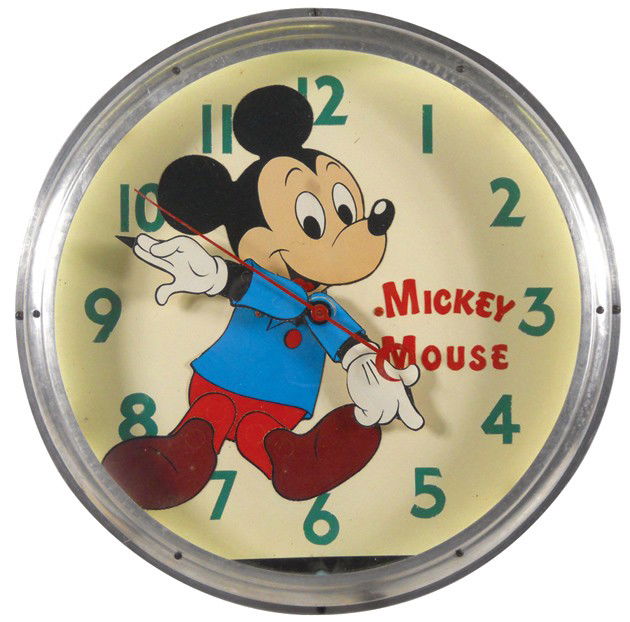 1085: Mickey Mouse neon clock, hands move to tell time,