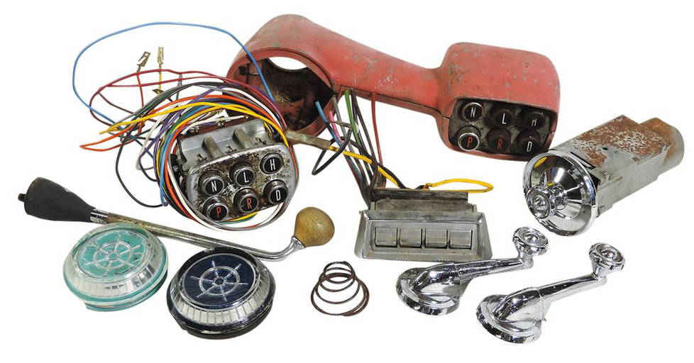 Packard parts (9), 1953-56 NOS push button gear selector, used selector ...