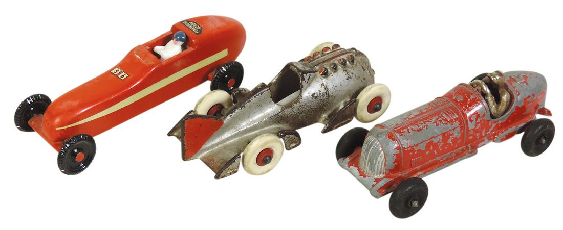 Toy Racers (3), Hubley cast iron boat tail, Hubley die-cast #5 & a ...