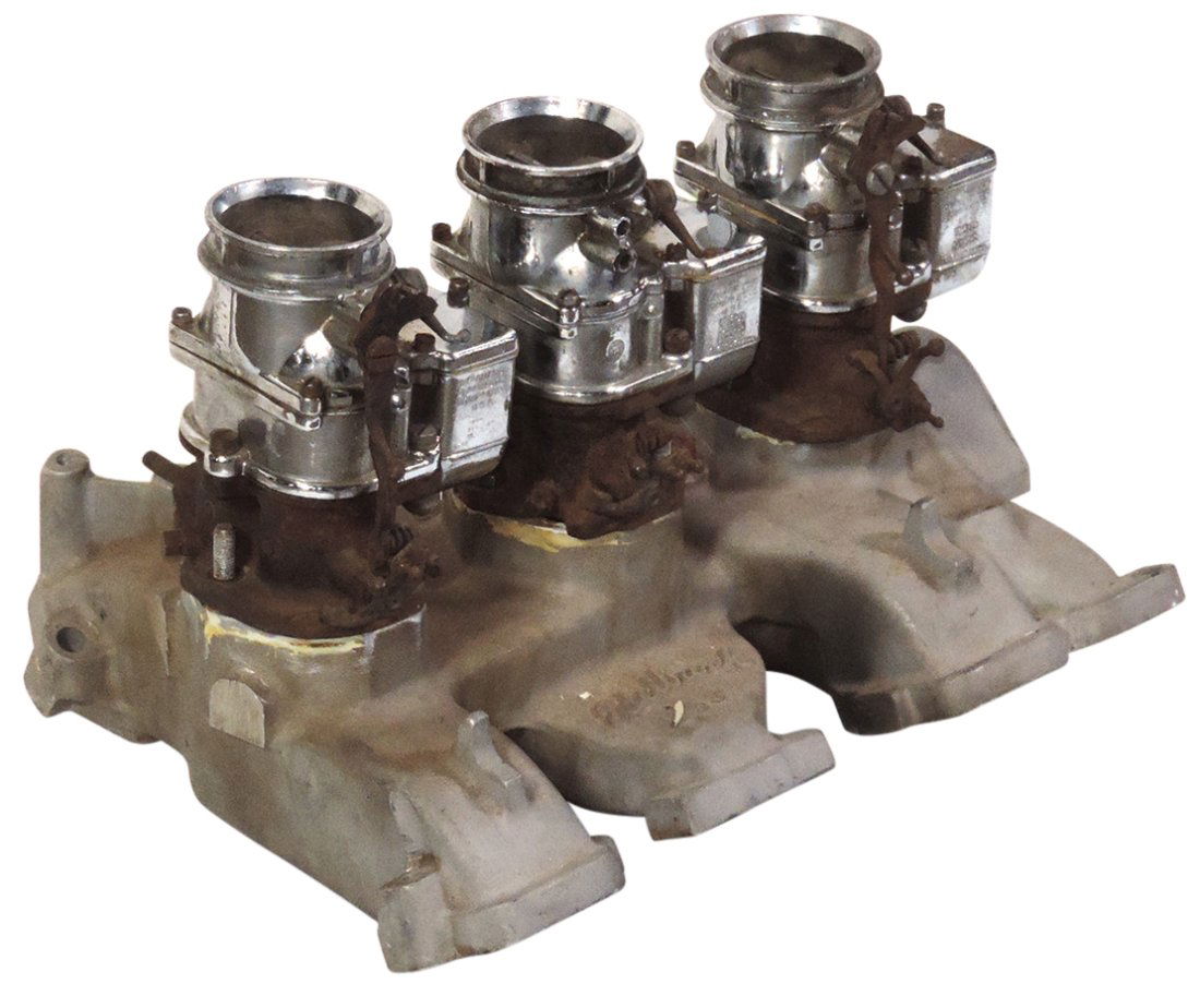 Tri Power Intake Manifold For Y Block Ford, Edelbrock 553 W/3 Stromberg ...