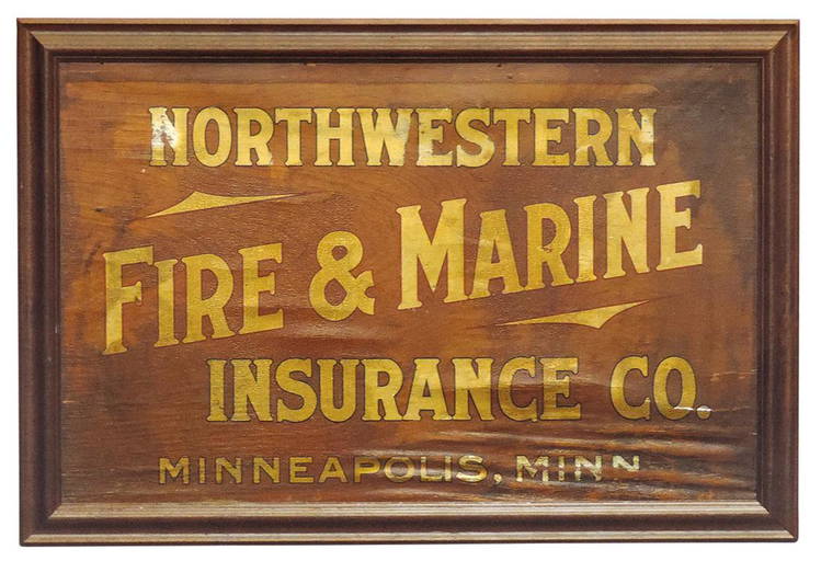 Insurance Advertising Sign, Gilt Painted Wood Panel For Northwestern ...