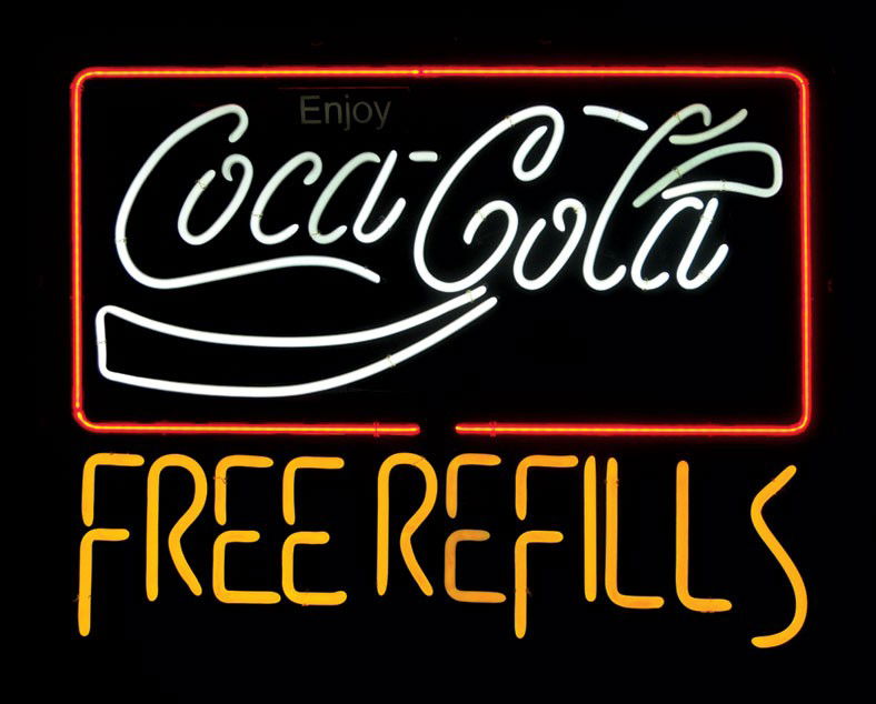 Coca Cola Neon Sign, "enjoy Coca Cola, Free Refills", 3