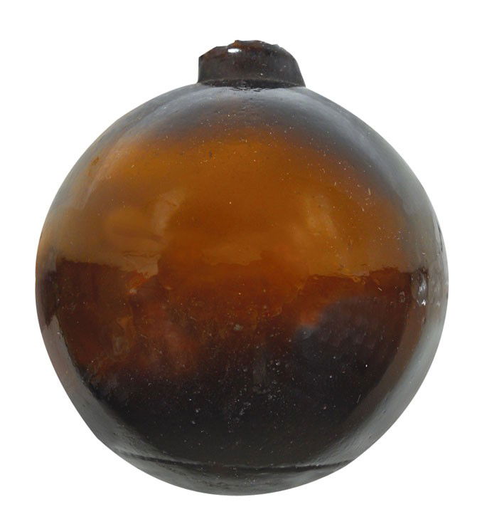 Glass target balls (2), quilted green 3-pc mold blown b