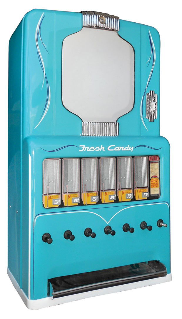 Coin-operated candy machine, 5 & 10 Cent Univendor, wal
