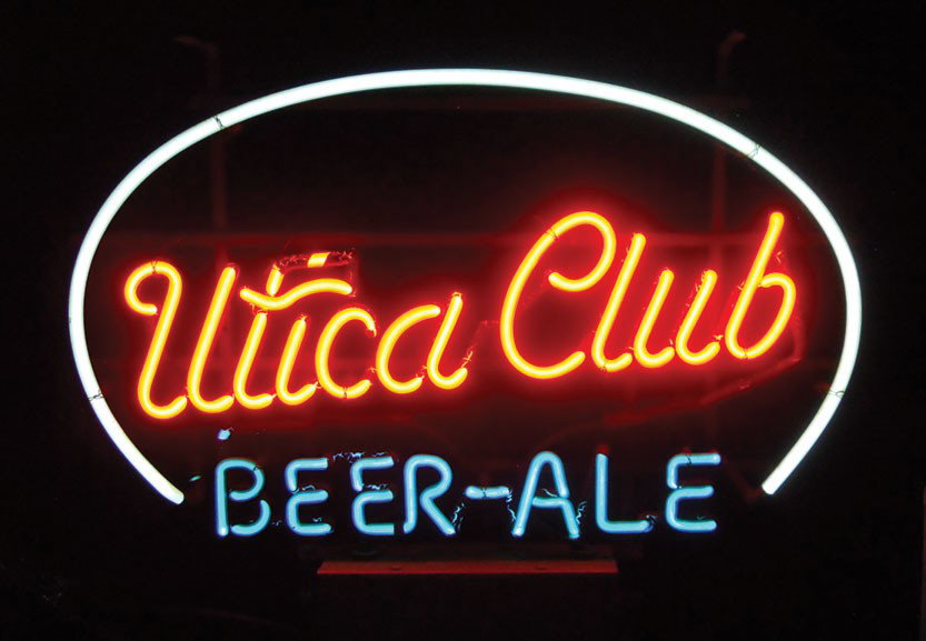 Neon sign, Utica Club Beer & Ale, 3-color, red/white/bl