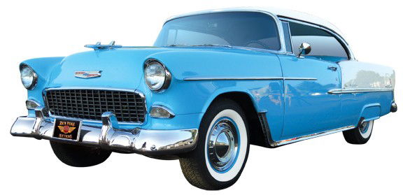 Automobile, 1955 Chevrolet Hardtop. Cashmere Blue and C