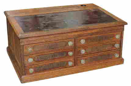 Antique Walnut Spool Cabinet Country Store Desk