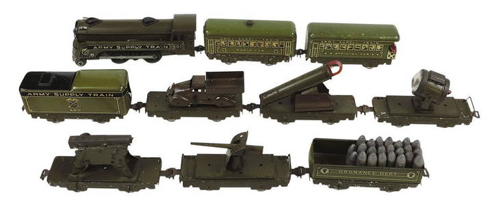 Toy Electric Army Supply Train Set (9), Mfgd By Marx, Incl 500 Loco ...