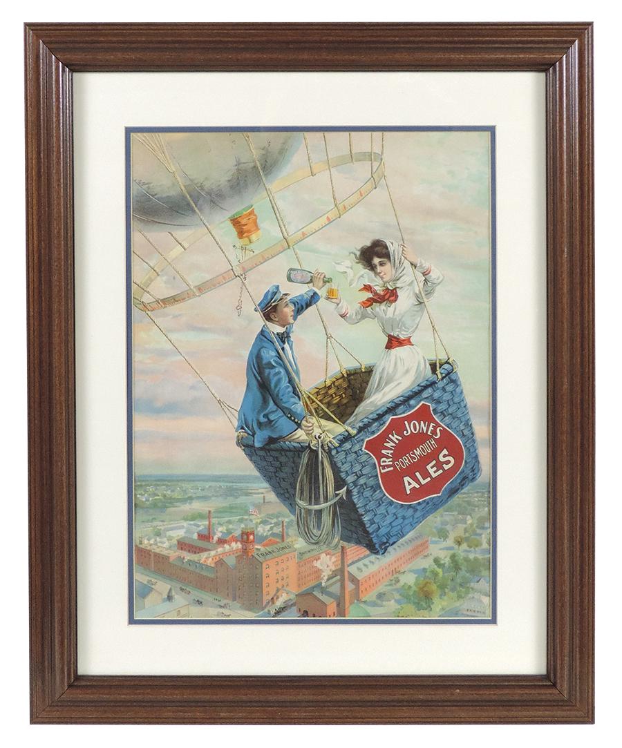 Breweriana Sign, Frank Jones' Portsmouth Ales, romantic aerial balloon ...