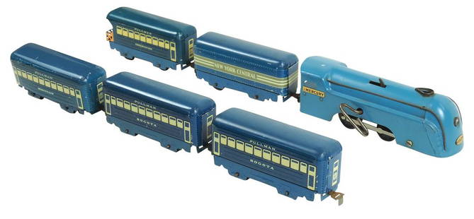 Toy Train Set (6 Pcs), Marx Windup Plastic Loco & Litho On Tin O Gauge ...