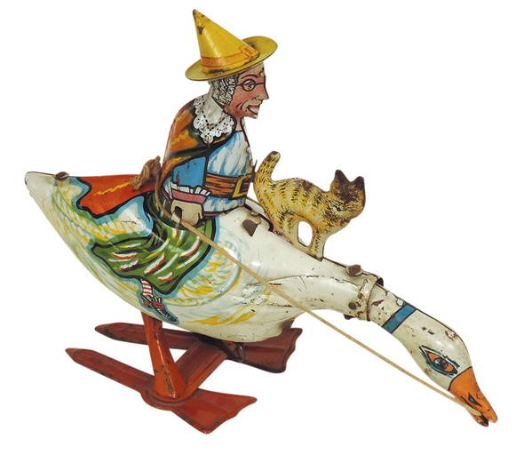 Toy Mother Goose, Marx Litho On Tin Windup, Vg Working Cond, 9"l.