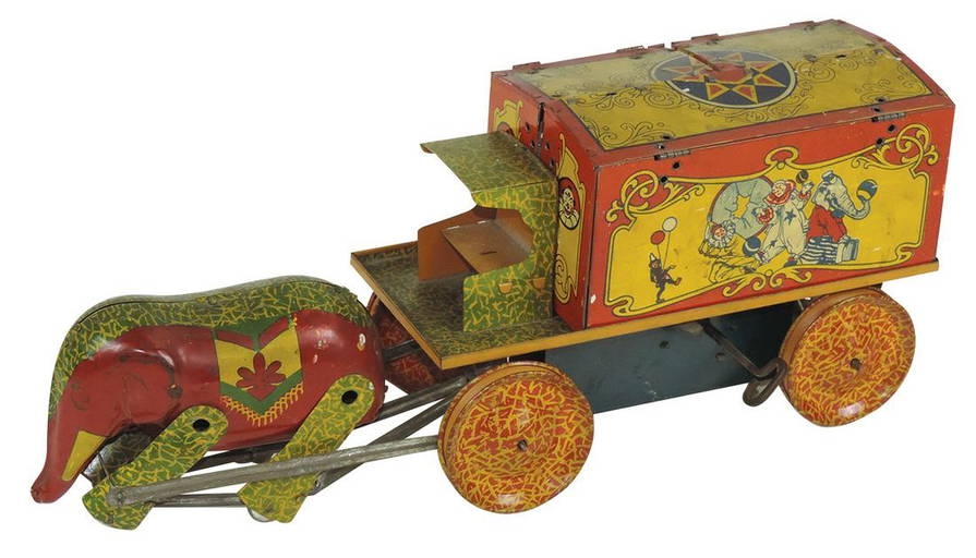 Toy Circus Wagon, Lindstrom W/elephant Pulling Wagon, Fold Out Cage ...