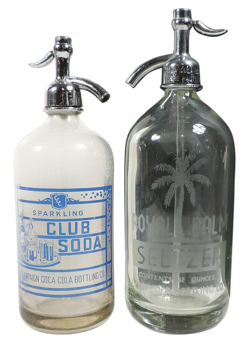Coca Cola Seltzer Bottles (2), Club Soda Champaign Coca Cola Bottling ...