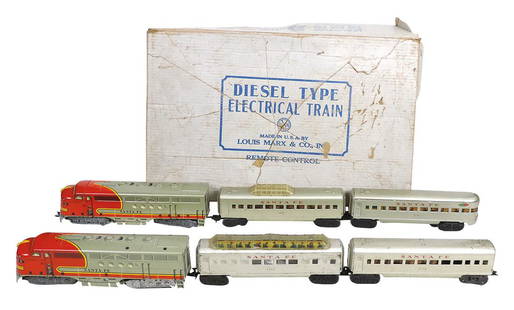 Boxed Distler Tin Litho Santa Fe Train Set