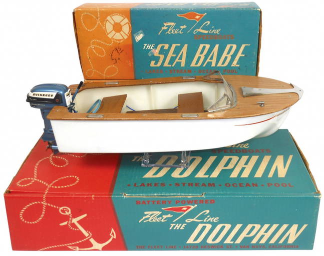 Toy Boat & (2) Boxes, Fleet Line Dolphin W/k & O