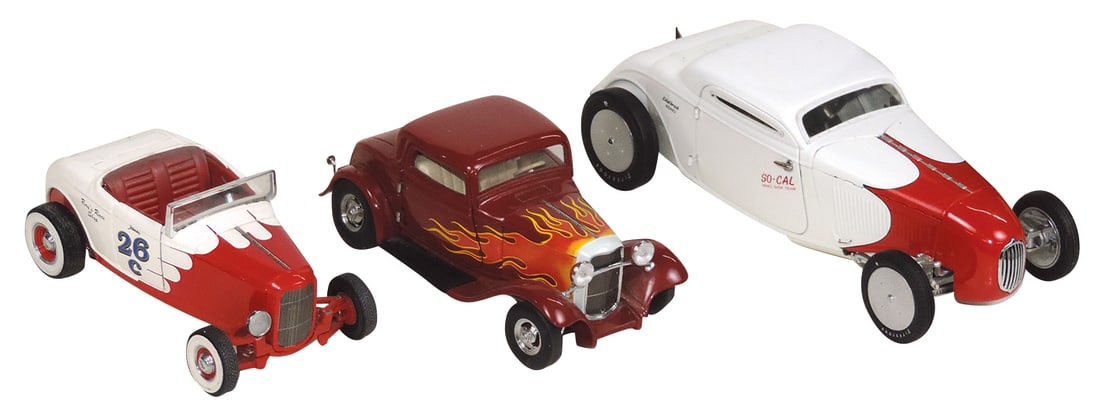 Toy Scale Model Hot Rods (3), Gmp So-cal Diecast & Two Franklin Mint ...