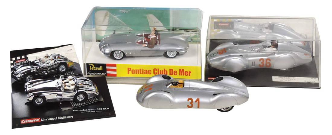 Toy Scale Model Race Cars (4), 3 Carrera Slots & Factory-built Pontiac ...