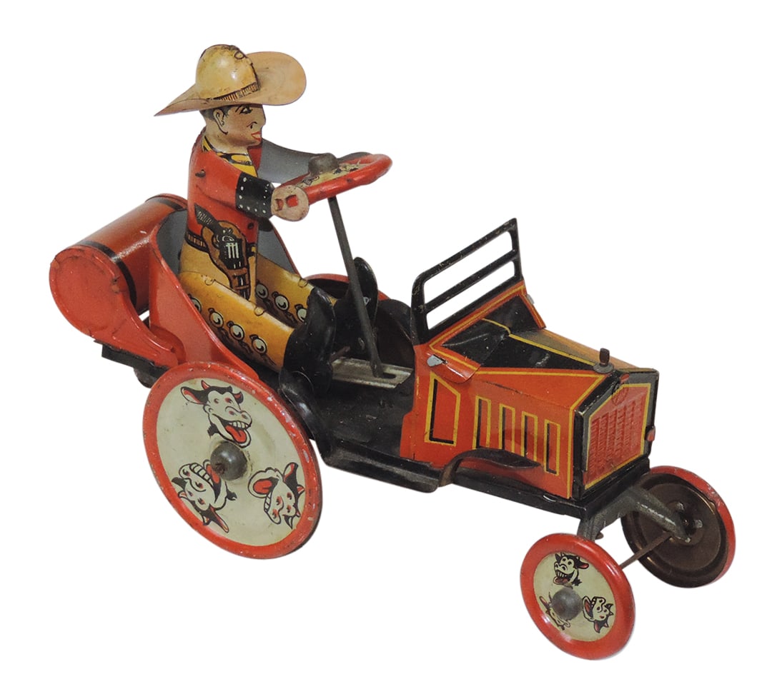 Toy Car, Whoopie Car, Mfgd By Marx W/cowboy Driver, Litho On Tin Windup ...