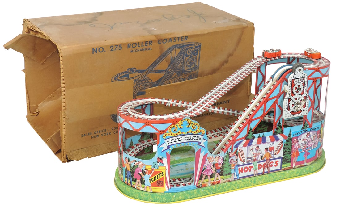 Toy Roller Coaster, Chein No. 275 In Orig Box, Litho On Tin Windup ...