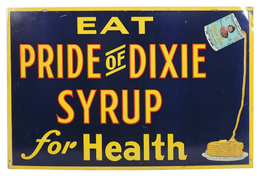 Country Store Pride Of Dixie Syrup, 2-sided Litho On Steel W/graphic Of ...