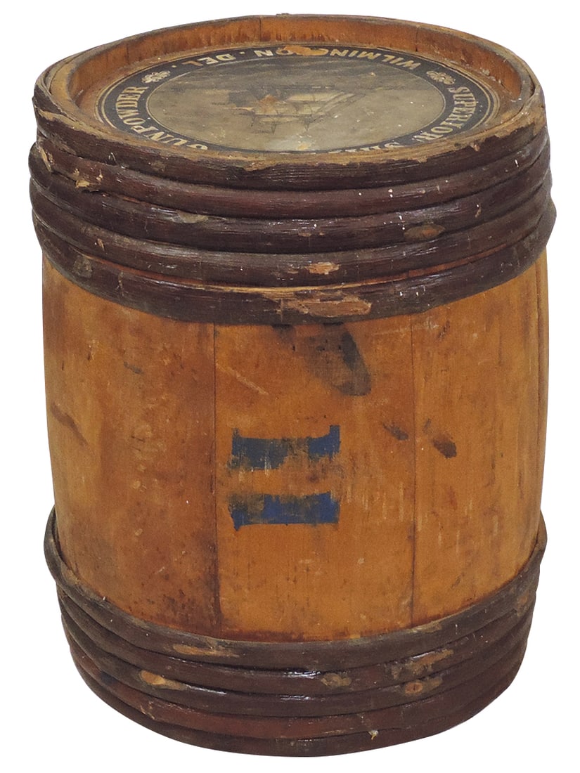 Gunpowder Keg, Superior Shipping-wilmington, De, 25 Lb Wooden Keg W/top ...