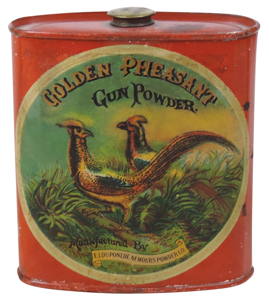 Gunpowder Can, Golden Pheasant, Mfgd By E. I. Dupont De Nemours Powder ...