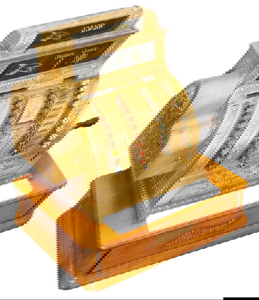 Cash Register, National Model 441, Fancy Cast Brass, Rings To $69.90 W ...