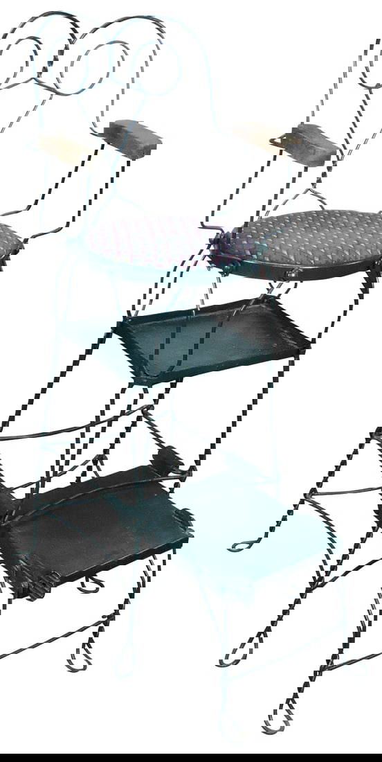 Barber Shop Shoe Shine Stand, Bent Wire W/pull-out Equipment Tray ...