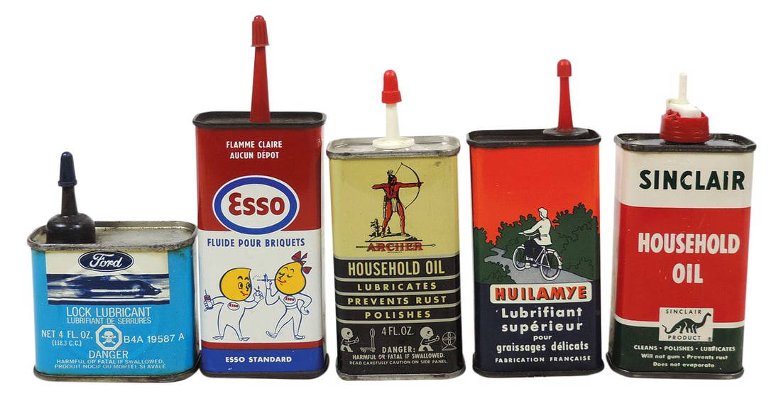 Petroliana Handy Oilers (5), Litho On Tin Archer, Esso, Sinclair, Ford ...
