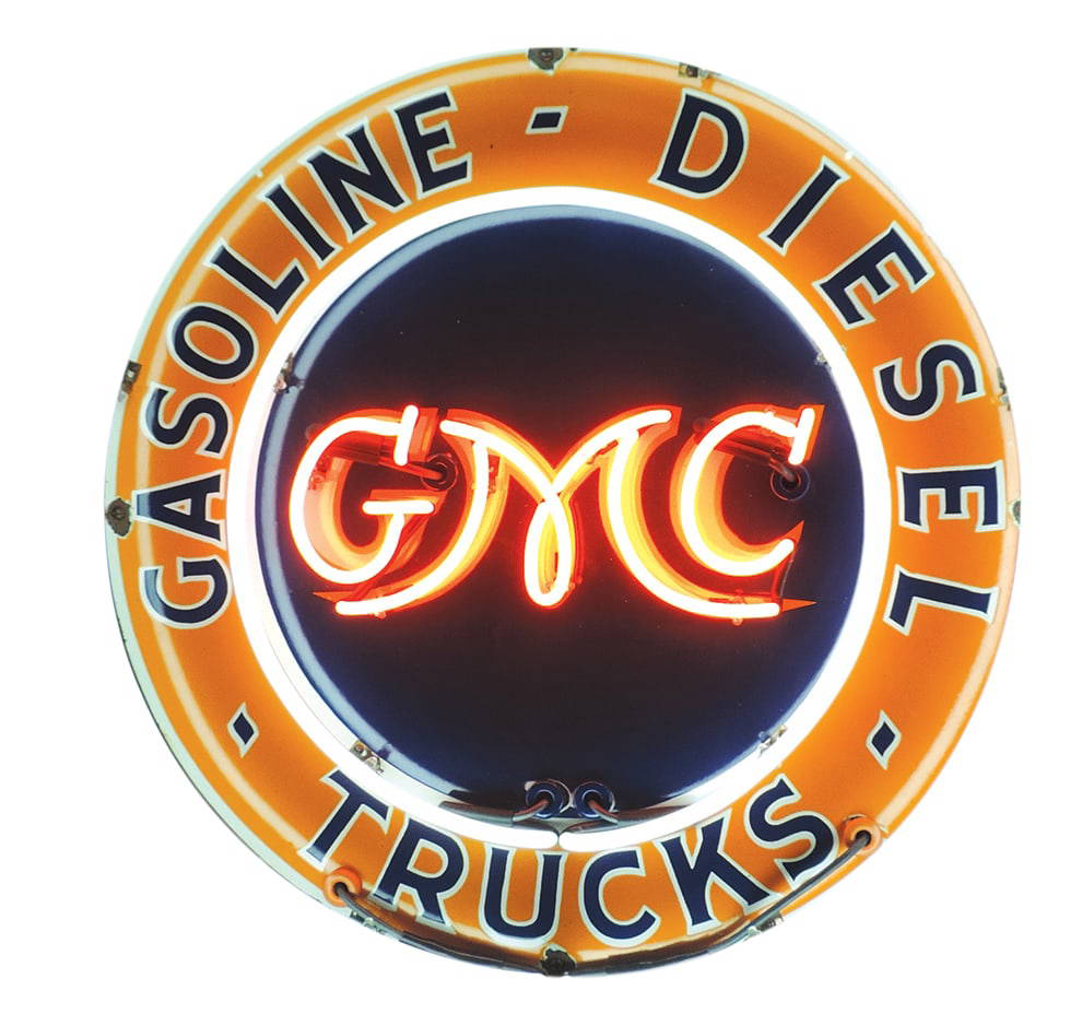 Automobilia Sign, Neon Gmc Gasoline-diesel-trucks, Ssp On Steel, Semi ...