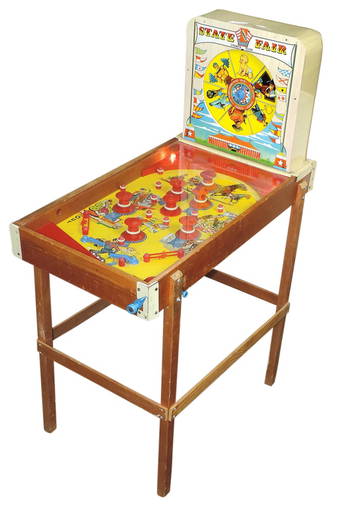 Child's Pinball Machine, State Fair, Litho On Metal On Wood Stand, Mfgd ...