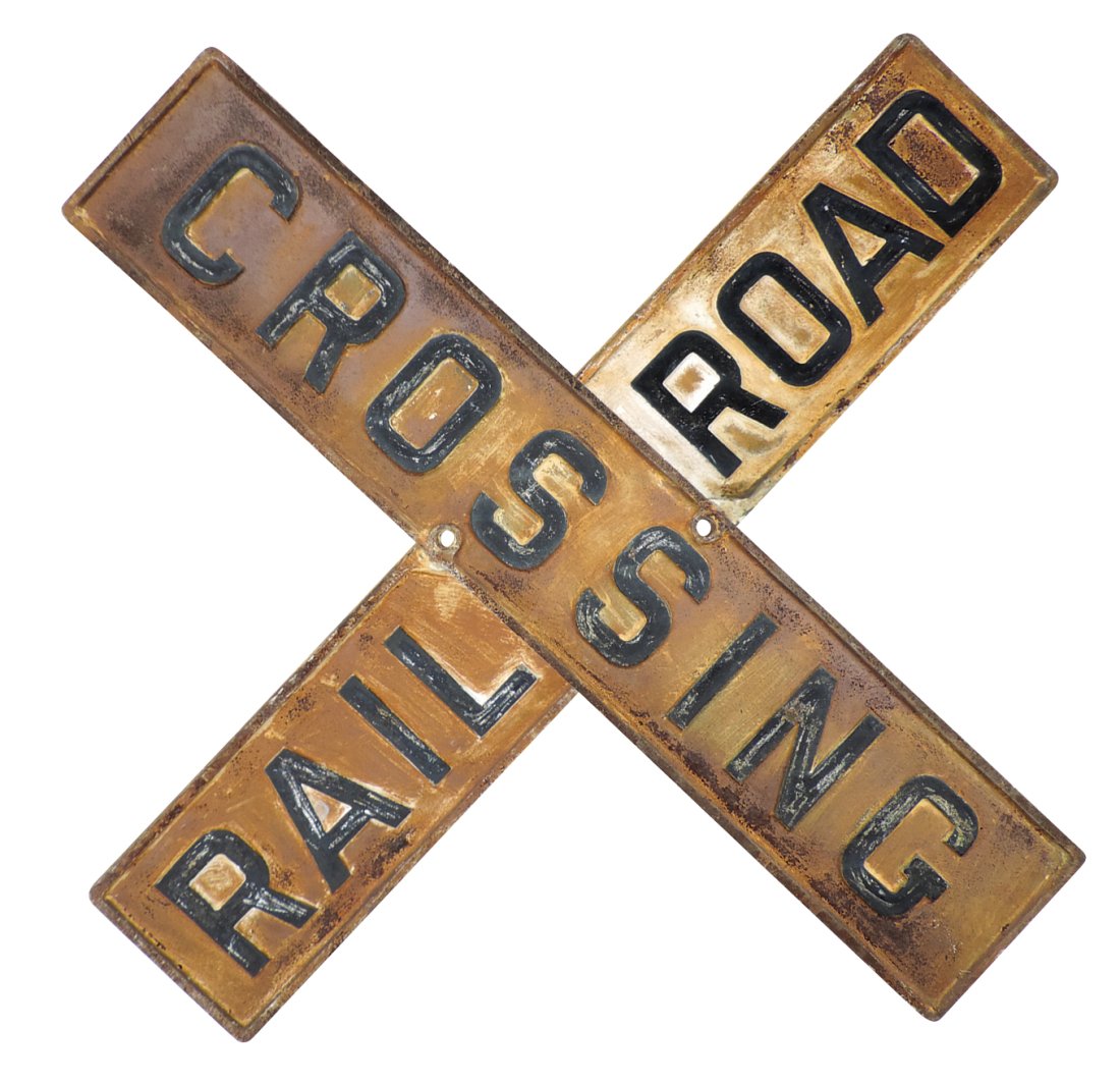 Railroad Crossing Sign, Mfgd By Peerless Manufacturing Co., Cast Iron ...