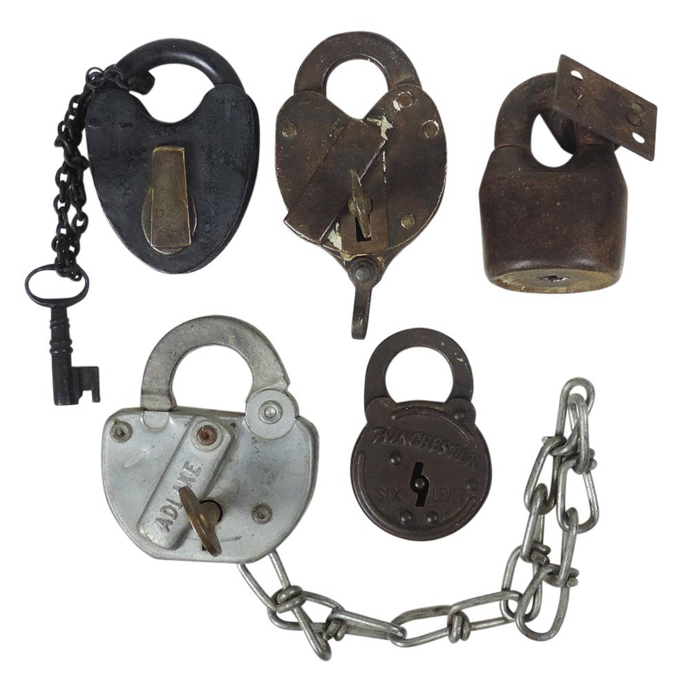 Railroad Locks & Others (5), Early Switch Lock W/key Stamped D.m.& Co ...