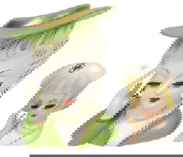 Head Vases (2), Nurse, Enesco Foil Label, Hand By Right Cheek ...