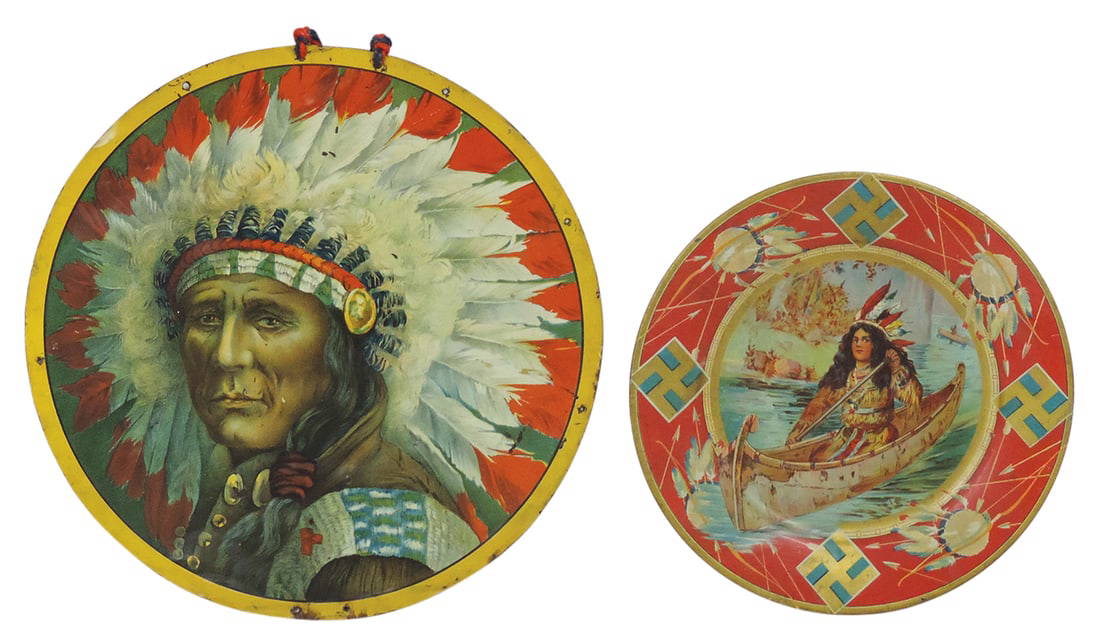 Native American Litho On Tin (2), Large Portrait & Pressed Tin Art ...