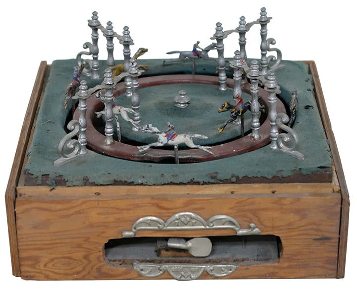 Gambling, French Horse Race Game, Mechanical Lever-wind Action W ...