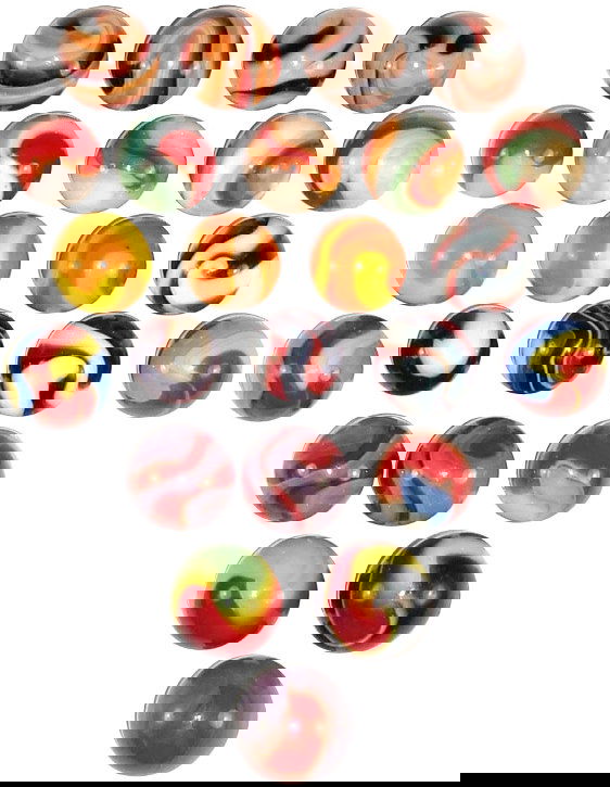 1217: Marbles (24); Akro Agate tri-color & 2 color cork