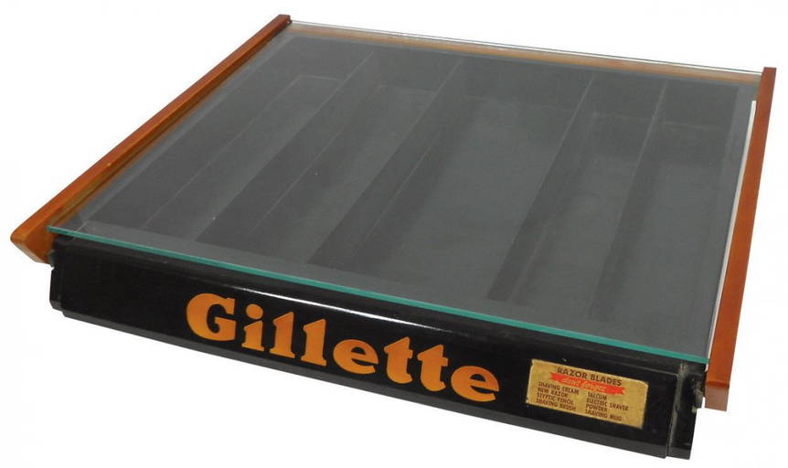 Gillette Razor Blade Counter Display Case, Black