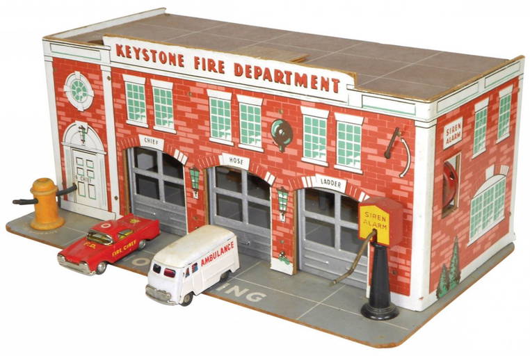 Toy Fire Station, Keystone Fire Department, Litho