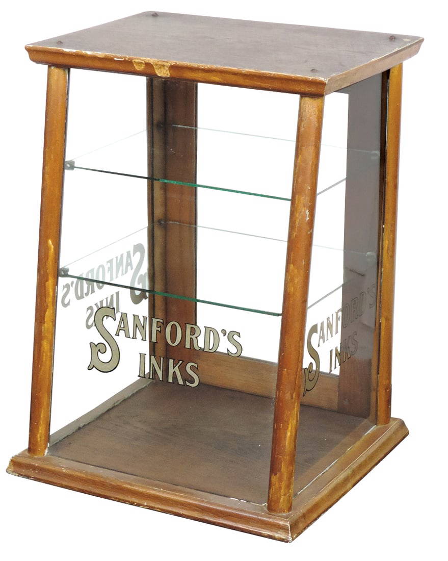 Fountain Pen Sanford's Ink Countertop Display Case, Slant-front Oak ...