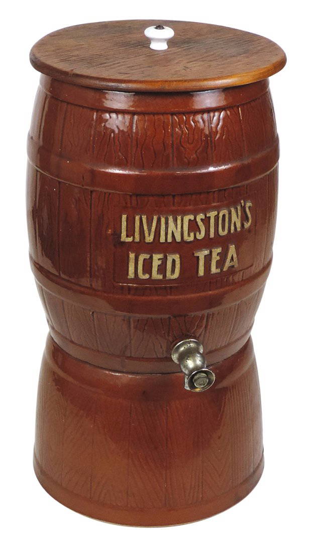 Soda Fountain Stoneware Iced Tea Cooler, Livingston's Barrel Shape W ...
