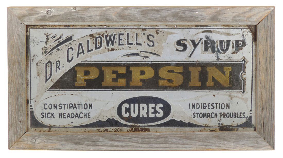 Drug Store Dr. Caldwell's Syrup Pepsin Sign, Cures Constipation, Sick ...