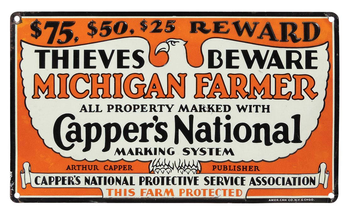 Farming Warning Sign, Capper's National Marking System By Amer. Can Co ...