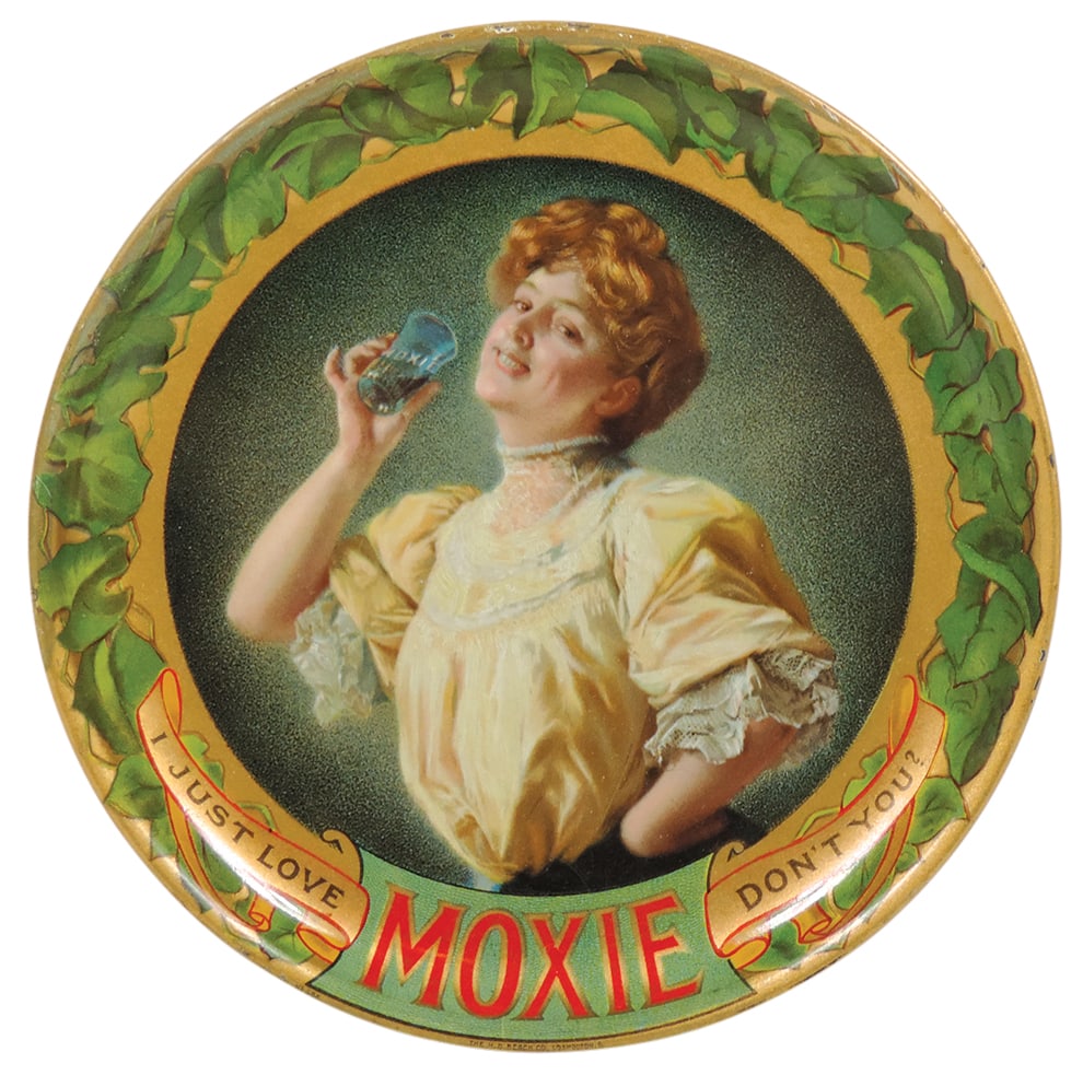 Moxie Tip Tray, Litho On Tin W/the Moxie Girl Drinking A Glass Of Her ...
