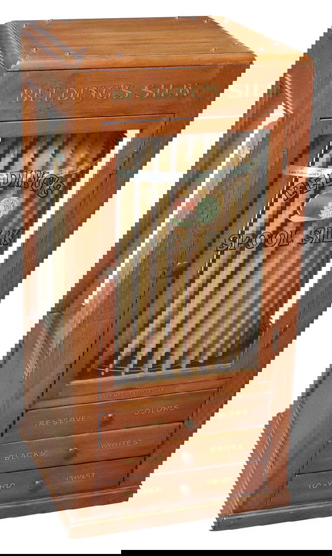 Spool Cabinet, Revolving Belding's Spool Silk, Mahogany Glass Cabinet W ...