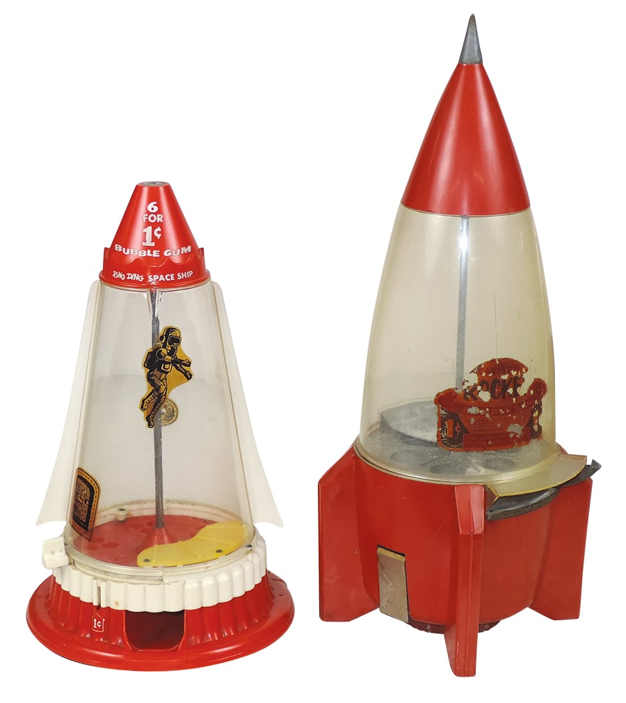 Coin-operated Space Age 1 Cent Gumball Vendors (2), Ring Ding Space ...